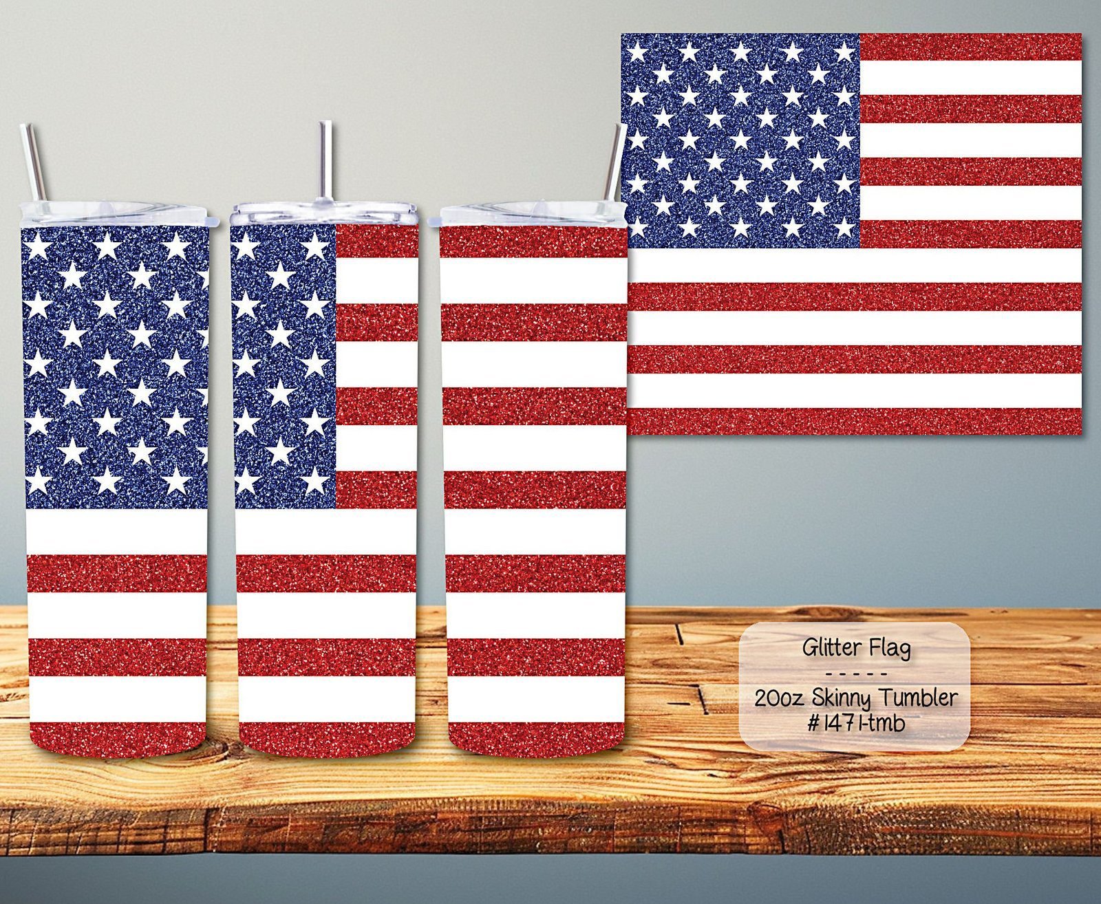 Beautiful Glitter Flag on a Skinny Tumbler