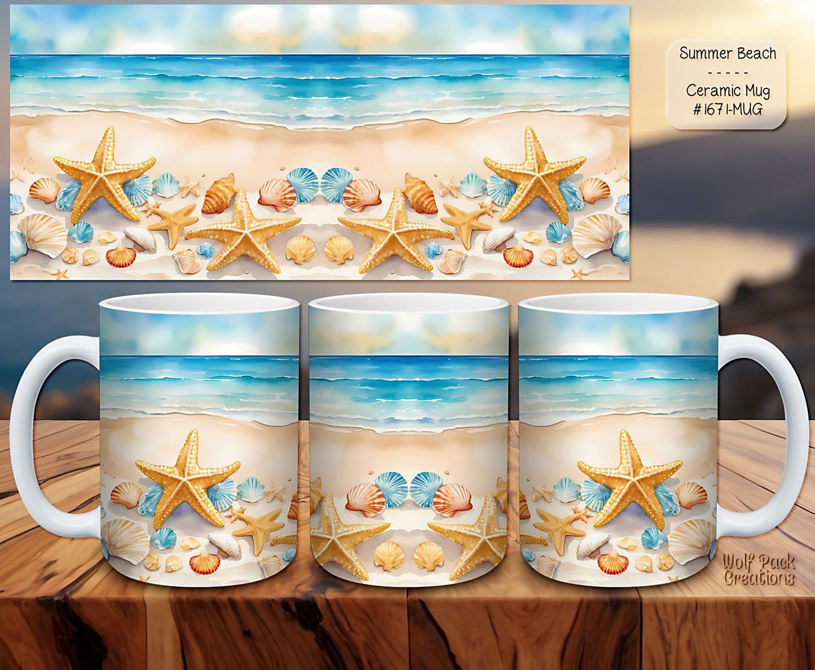 Beautiful Summer Beach Design on a Ceramic Mug