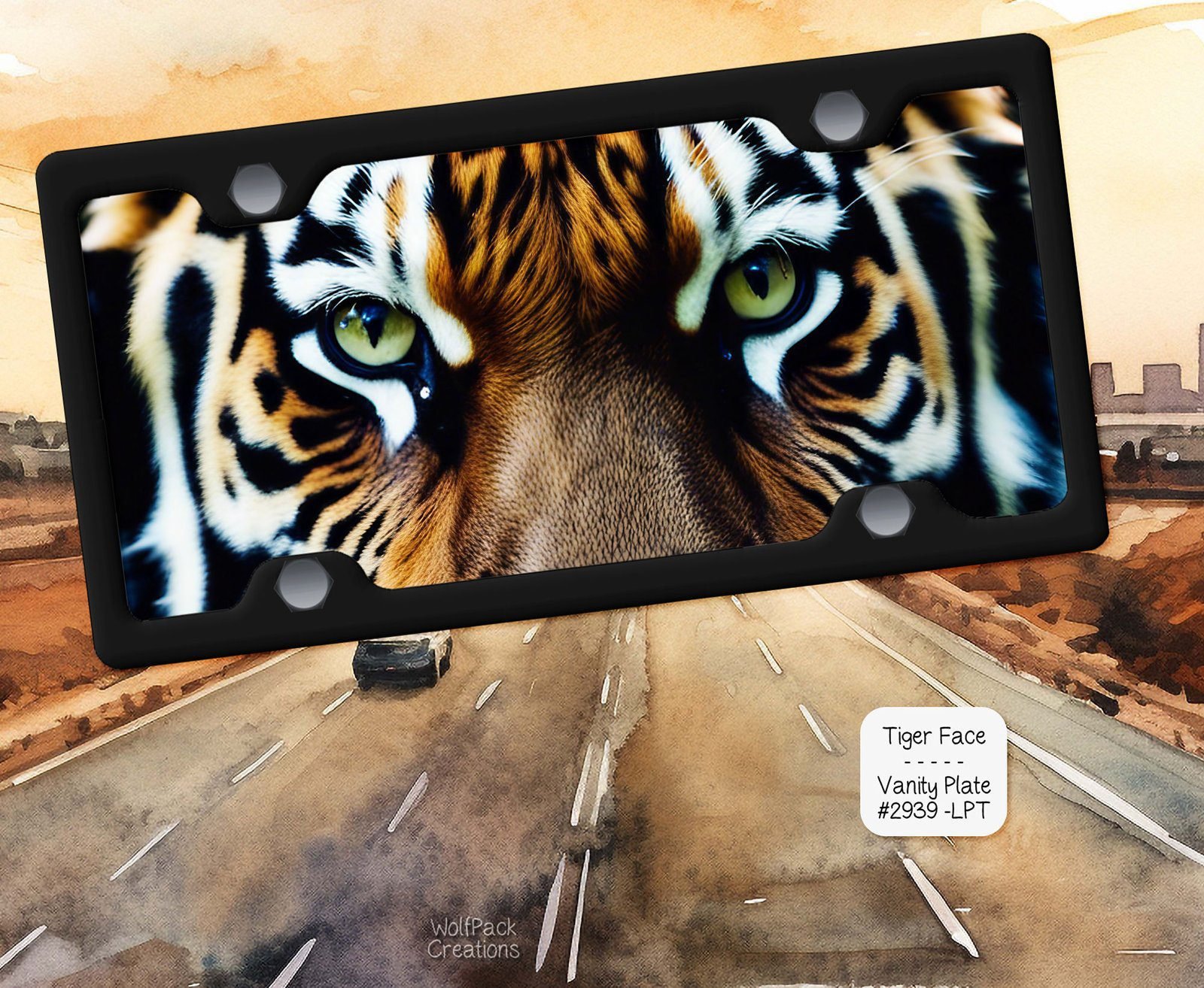 Tiger Face License Plate